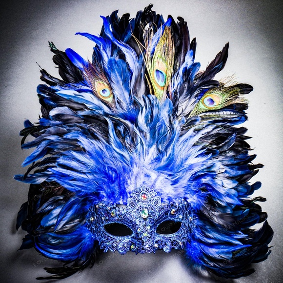 ILOVEMASKS | Accessories | Blue Venetian Carnival Masquerade Top ...